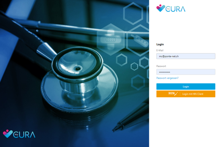 Login mit Mail- oder SMS-Token – PonteNet AG | myCURA